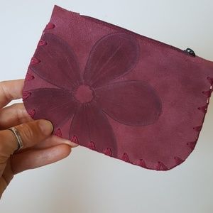 Bags | Leather Maroon Small Walletcoin Purse | Poshmark